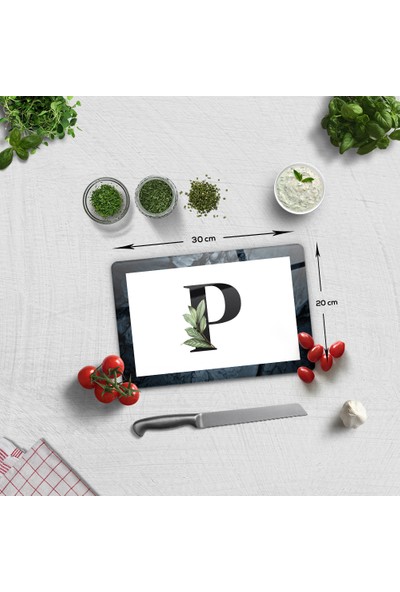 Cam Kesme Tablası | Harfli Tasarım | 20CM x 30CM