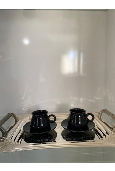 Şimşek Kitchen Iki Kişilik Seramik Kahve Fincanı Siyah