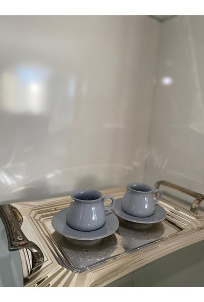 Şimşek Kitchen Iki Kişilik Seramik Kahve Fincanı Gri