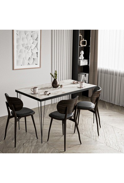 Liyano Mutfak Masası Bahçe Masası Köşe Masa Demir Bacaklı Masa