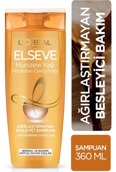 Elseve Mucizevi Hindistan Cevizi Yağı Ağırlaştırmayan Besleyici Şampuan 360 ml