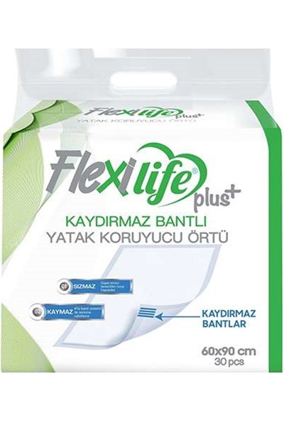 Flexi Life Kaydırmaz Bantlı Çiş Pedi 60X90 cm 30 Adet Flexi Life Kaydırmaz Bantlı Çiş Pedi 60X90 cm 30 Adet