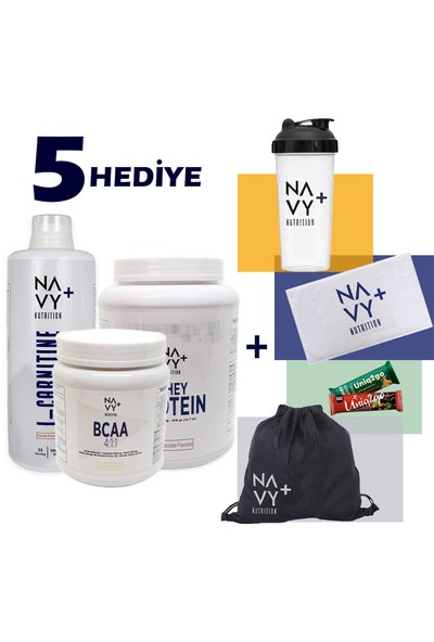 Navy Plus Nutrition Whey Protein Tozu 416 Gr+ L-Carnitine 1000 ml + Bcaa 228 gr + Shaker + Protein Bar + Askılı Çanta + Havlu Navy Plus Nutrition Whey Protein Tozu 416 Gr+ L-Carnitine 1000 ml + Bcaa 228 gr + Shaker + Protein Bar + Askılı Çanta + Havlu