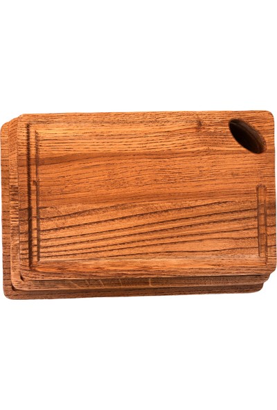 Meşe Sunum Steak Doğrama Kesme Tahtası 3'lü Set