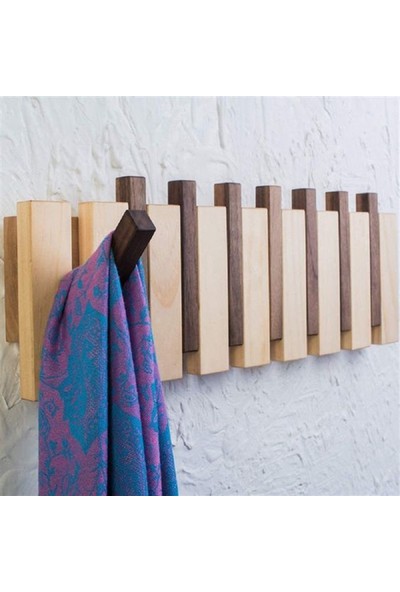 Woody Element Ahşap Duvar Kapı Askısı Elbise Askılık Şık Ahşap