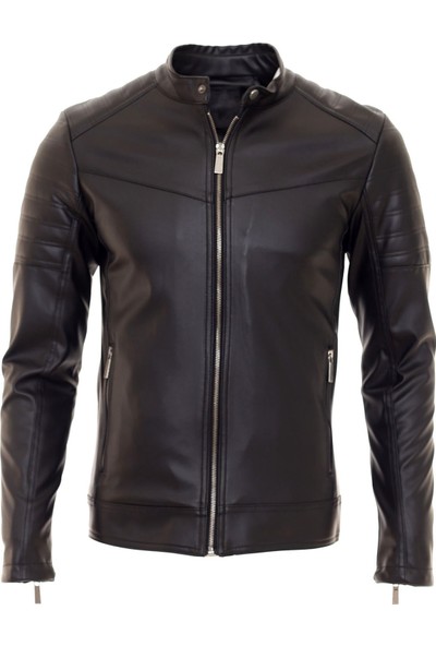 NorthFashion Erkek Siyah Iç Cepli Slim Fit Deri Ceket NorthFashion Erkek Siyah Iç Cepli Slim Fit Deri Ceket
