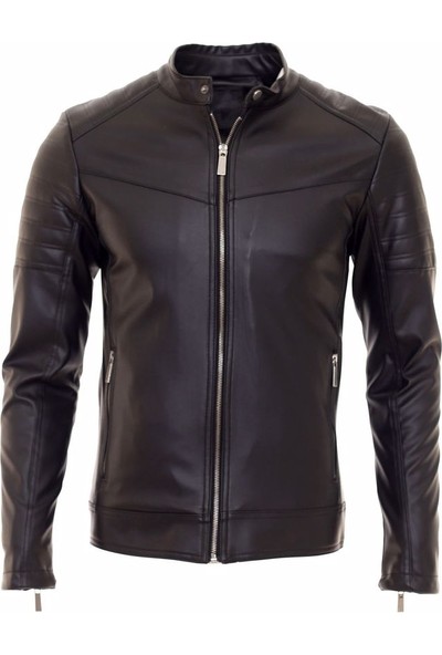 NorthFashion Erkek Siyah Iç Cepli Slim Fit Deri Ceket NorthFashion Erkek Siyah Iç Cepli Slim Fit Deri Ceket