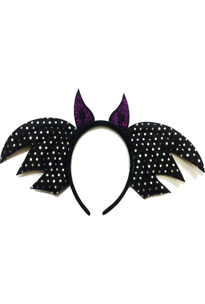 Siyah Renk Yarasa Model Boynuzlu Halloween Tacı 37X19 cm Siyah Renk Yarasa Model Boynuzlu Halloween Tacı 37X19 cm