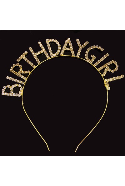 Kristal Taşlı Altın Renk Birthday Girl Tacı 16X17 cm Kristal Taşlı Altın Renk Birthday Girl Tacı 16X17 cm