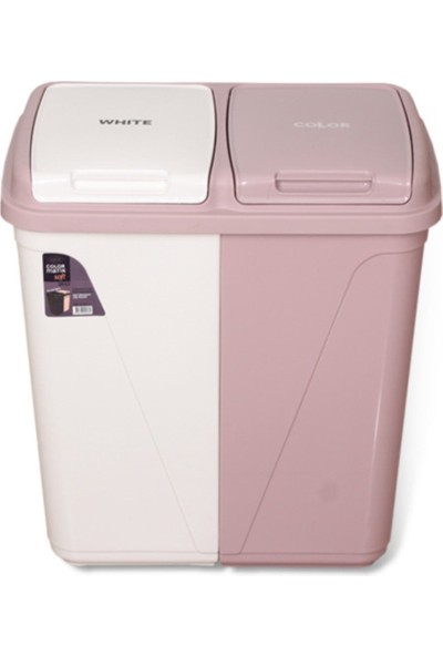 Violet Çift Gözlü Colormatik Çamaşır Sepeti Pudra - Krem 90 Lt