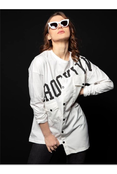 NV Trendy Paraşüt Kumaş Uzun Kol Tasarım Sweatshirt