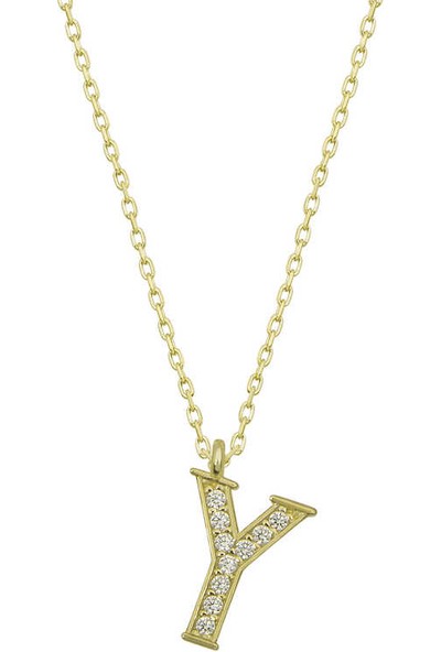 Gumush Gümüş Gold Y Harfi Kadın Kolye