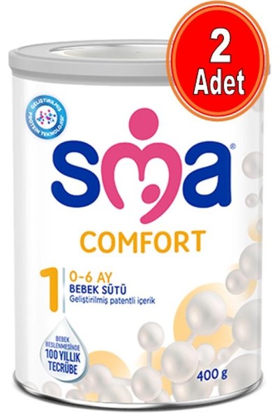 Sma Comfort 1 Bebek Devam Sütü 400GR - 0-6 Ay Bebek Maması 2 Adet Sma Comfort 1 Bebek Devam Sütü 400GR - 0-6 Ay Bebek Maması 2 Adet