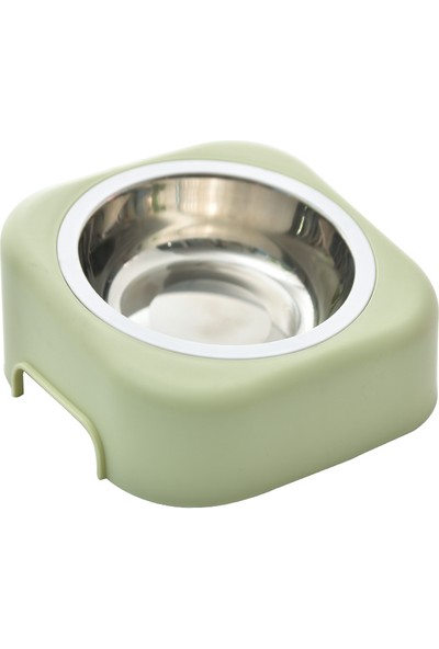 Mabes Mikopet Eğimli Çelik Kedi Köpek Mama Kabı -Yeşil