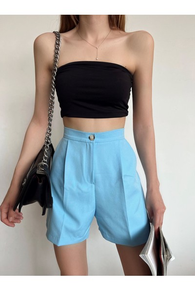 My Moda Pileli Kumaş Şort