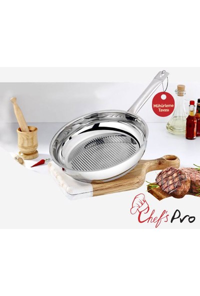 Chefs Pro Paslanmaz Çelik Mühürleme Tavası 26 cm Chefs Pro Paslanmaz Çelik Mühürleme Tavası 26 cm