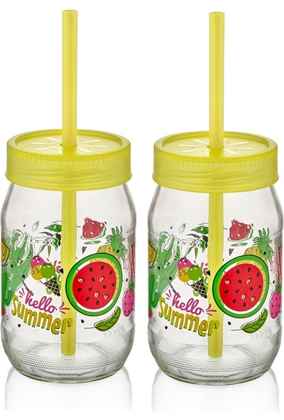 Şahane Pazar 2 Adet Pipetli Cam Bardak 370CC FMA04794