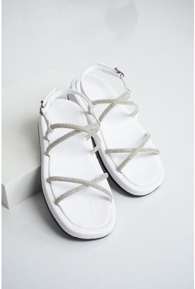 Parla Ayakkabı Kadın Taş Şerit Detay Sandalet