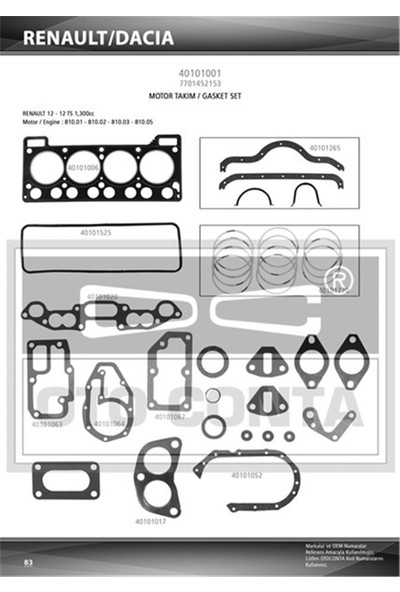 OTOCONTA Motor Takım Contası R12 1300 Silindir Kapak Contası 1.40MM Otoconta 40101001 OTOCONTA Motor Takım Contası R12 1300 Silindir Kapak Contası 1.40MM Otoconta 40101001