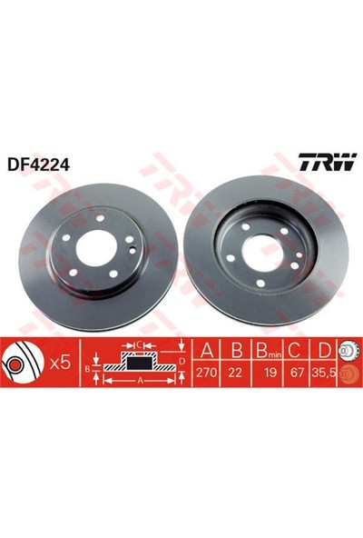 TRW Ön Fren Aynası Mercedes Vaneo 414 02 - 05 Trw DF4224 TRW Ön Fren Aynası Mercedes Vaneo 414 02 - 05 Trw DF4224