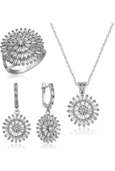 York Nevada Gümüş Baget Taşlı Bayan Set York Nevada Gümüş Baget Taşlı Bayan Set