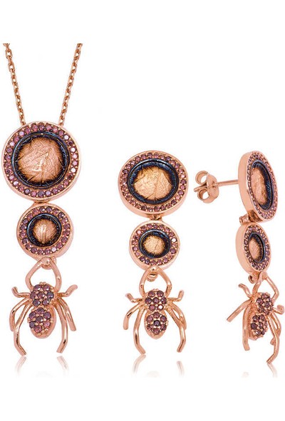 York Nevada Gümüş Örümcek Ve Yaprak Bayan Set