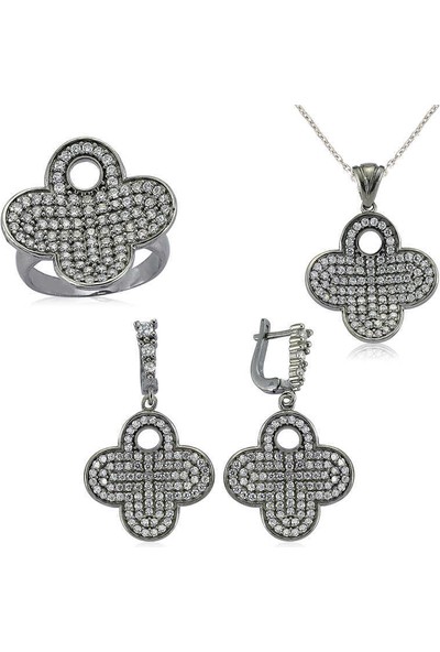 York Nevada Gümüş Çiçek Bayan Set