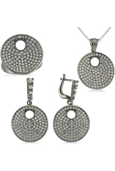 York Nevada Gümüş Zirkon Taşlı Yuvarlak Bayan Set