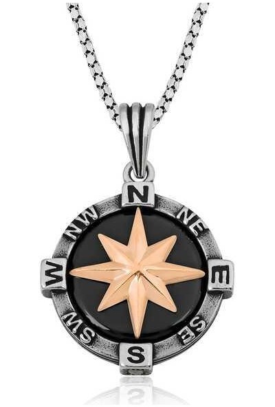 York Nevada Gümüş Pusula Kolye York Nevada Gümüş Pusula Kolye