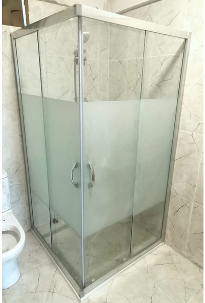 Nbm 90X90 Gri Çerçeveli 6mm Desenli Duşakabin