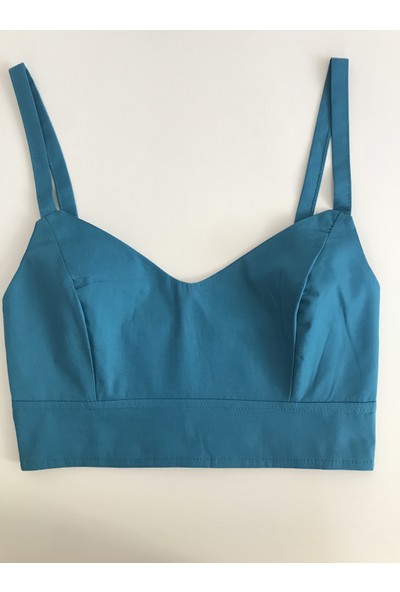 Spagetti Askılı Göğüs ve Sırt Dekolteli Sırt Bölümü Lastikli Crop