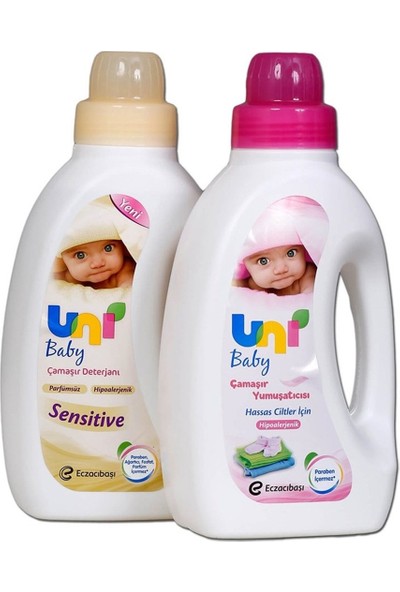 Uni Baby Sensitive Bebek Çamaşır Deterjanı 1500 ml + Bebek Çamaşır Yumuşatıcısı 1500 ml Uni Baby Sensitive Bebek Çamaşır Deterjanı 1500 ml + Bebek Çamaşır Yumuşatıcısı 1500 ml