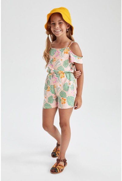 DeFacto Kız Çocuk Regular Fit Desenli Askılı Pamuklu Penye Yazlık Kısa Tulum T2582A622SM DeFacto Kız Çocuk Regular Fit Desenli Askılı Pamuklu Penye Yazlık Kısa Tulum T2582A622SM