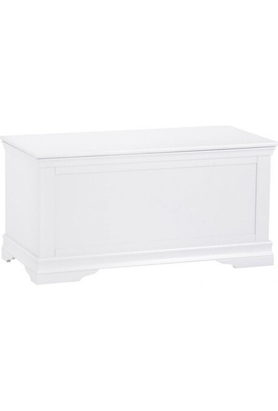 Mobilya Baba Tin Beyaz Kapaklı Ahşap Sandık