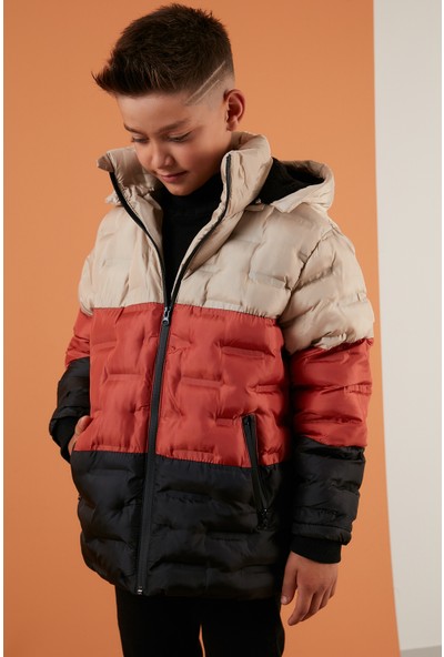 Lela Içi Peluş Astarlı Çıkarılabilir Kapüşonlu Şişme Mont Erkek Çocuk Mont 5760015