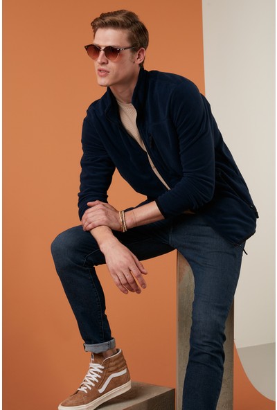 Buratti Fermuarlı Cepli Dik Yaka Polar Hırka Erkek Hırka 5906028