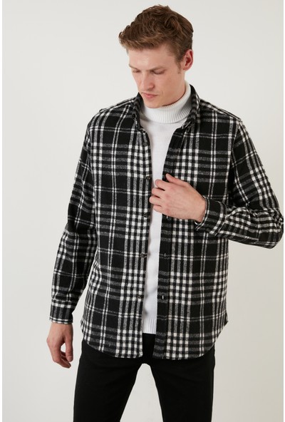 Buratti Pamuklu Ekoseli Slim Fit Düğmeli Yaka Gömlek Erkek Gömlek CF23W114653