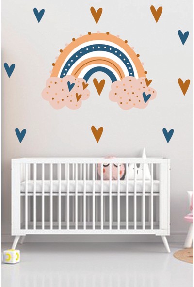 Kalpler ve Gökkuşağı Duvar Sticker 95X40 cm