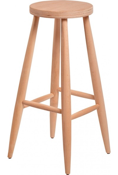 Mobilya Baba Abundi Torna Yuvarlak Bar Taburesi Cilasız Ham