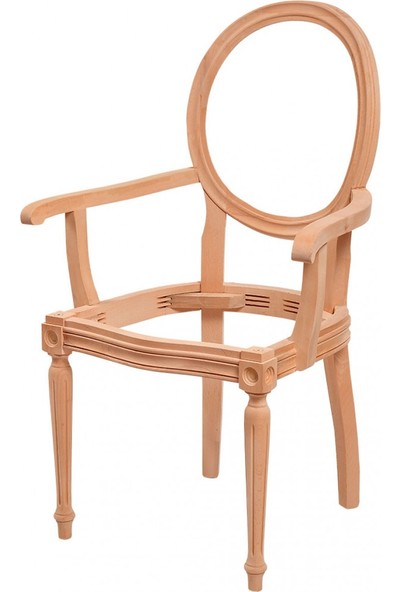 Mobilya Baba Aurely Madalyon Torna Kollu Sandalye Cilasız Ham Mobilya Baba Aurely Madalyon Torna Kollu Sandalye Cilasız Ham