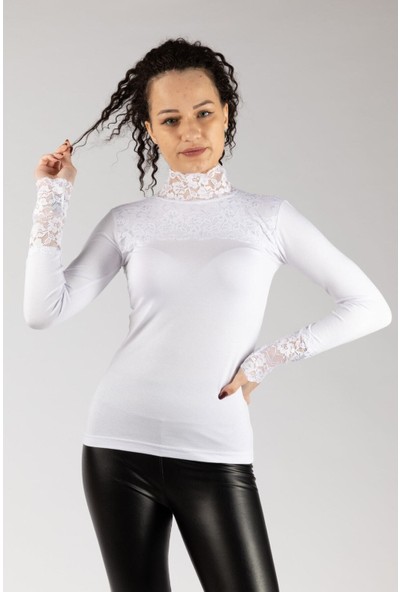 Morpink Bayan Uzun Kollu Dantelli Balıkçı Yaka Likralı Penye Badi Morpink Bayan Uzun Kollu Dantelli Balıkçı Yaka Likralı Penye Badi