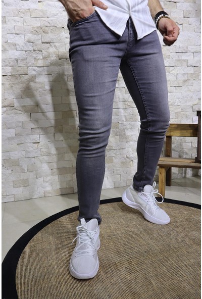 Gri Erkek Spor Kesim Jeans