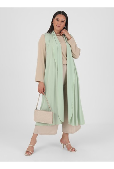 Alia Büyük Beden Kolsuz Kap - Su Yeşili - Alia