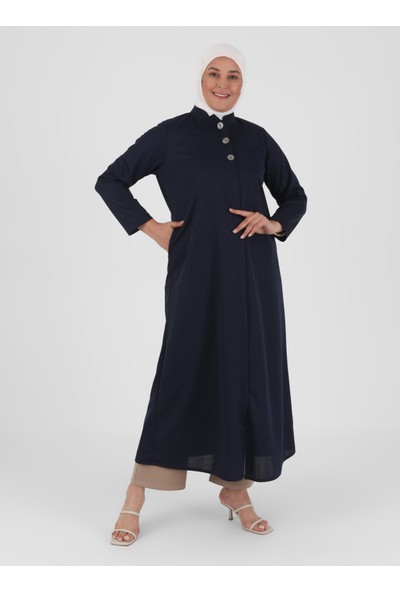 Miss Cazibe Büyük Beden Kaşe Ferace - Lacivert - Miss Cazibe