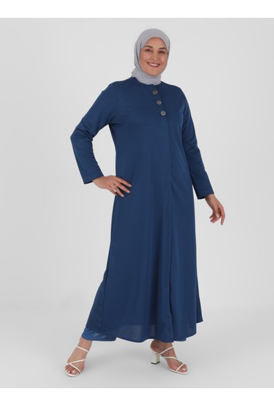 Miss Cazibe Büyük Beden Kaşe Ferace - Indigo - Miss Cazibe