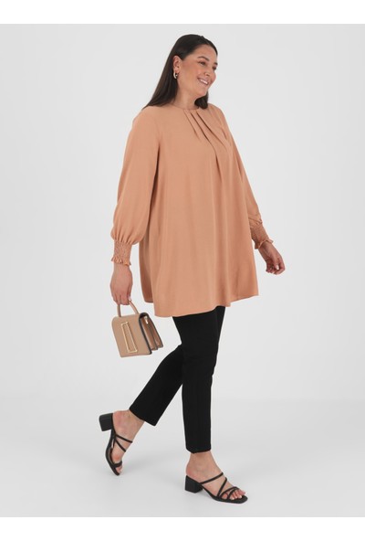 Alia Büyük Beden Düz Renk Tunik - Kirli Turuncu - Alia Alia Büyük Beden Düz Renk Tunik - Kirli Turuncu - Alia