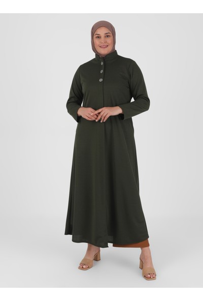 Miss Cazibe Büyük Beden Kaşe Ferace - Haki - Miss Cazibe