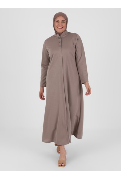 Büyük Beden Kaşe Ferace - Vizon - Miss Cazibe