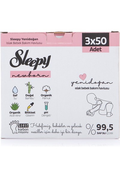 Sleepy Yenidoğan Bebek Bakım Havlusu 3X50