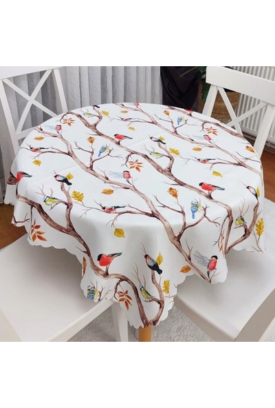 Körfez Kırlent Kuşlar Desen Kare Masa Örtüsü 140X140CM Körfez Kırlent Kuşlar Desen Kare Masa Örtüsü 140X140CM